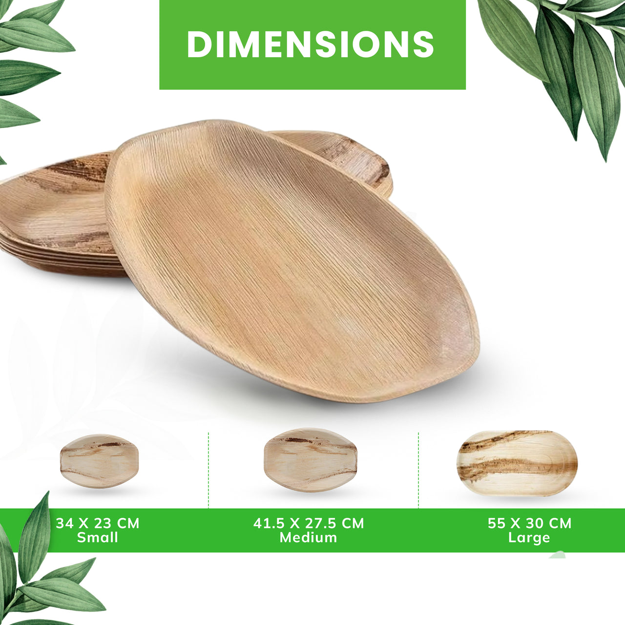 Large Oval Palm Leaf Platters | Eco-Friendly Serving Platters | 2 Size ...