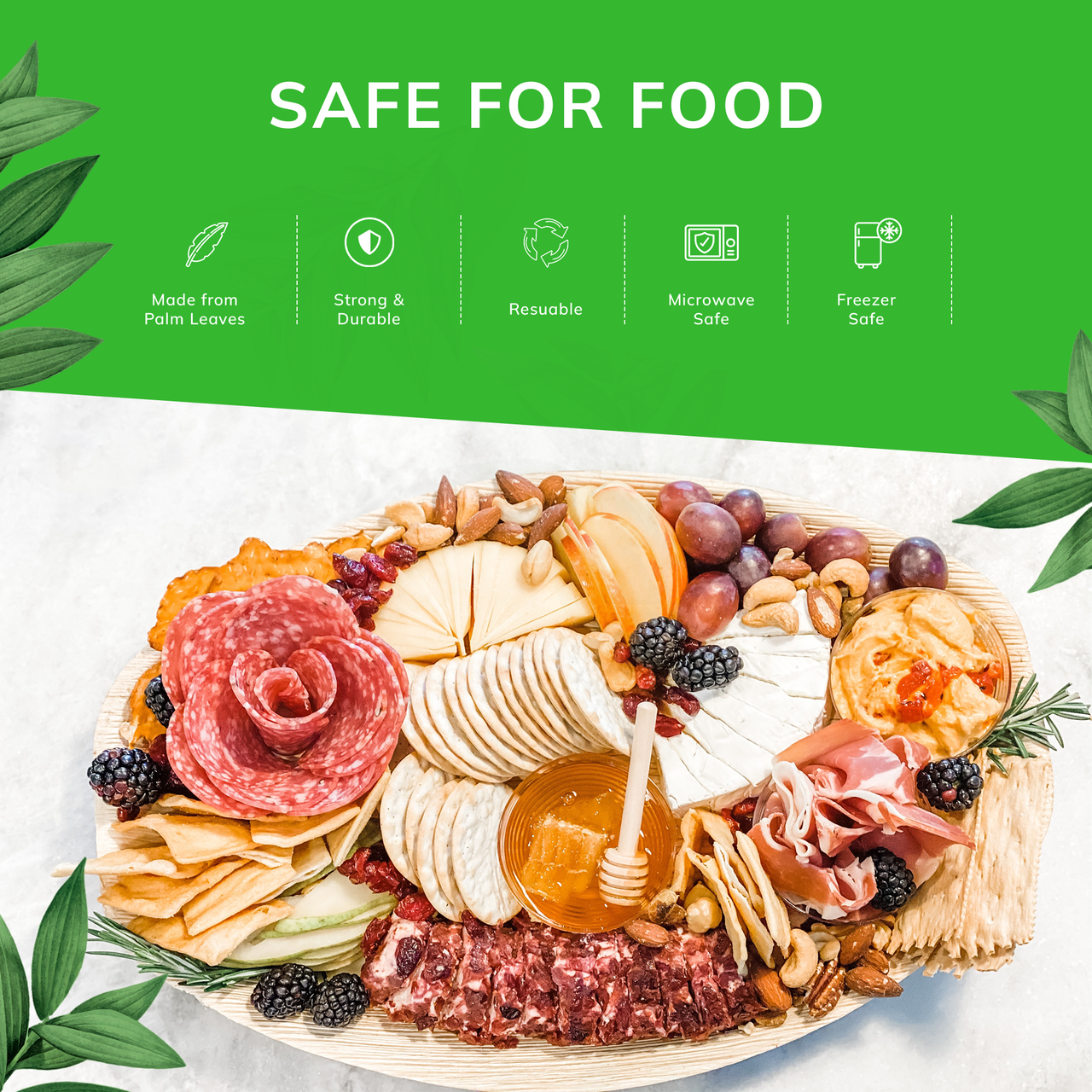 Large Oval Palm Leaf Platters | Eco-Friendly Serving Platters | 2 Size ...