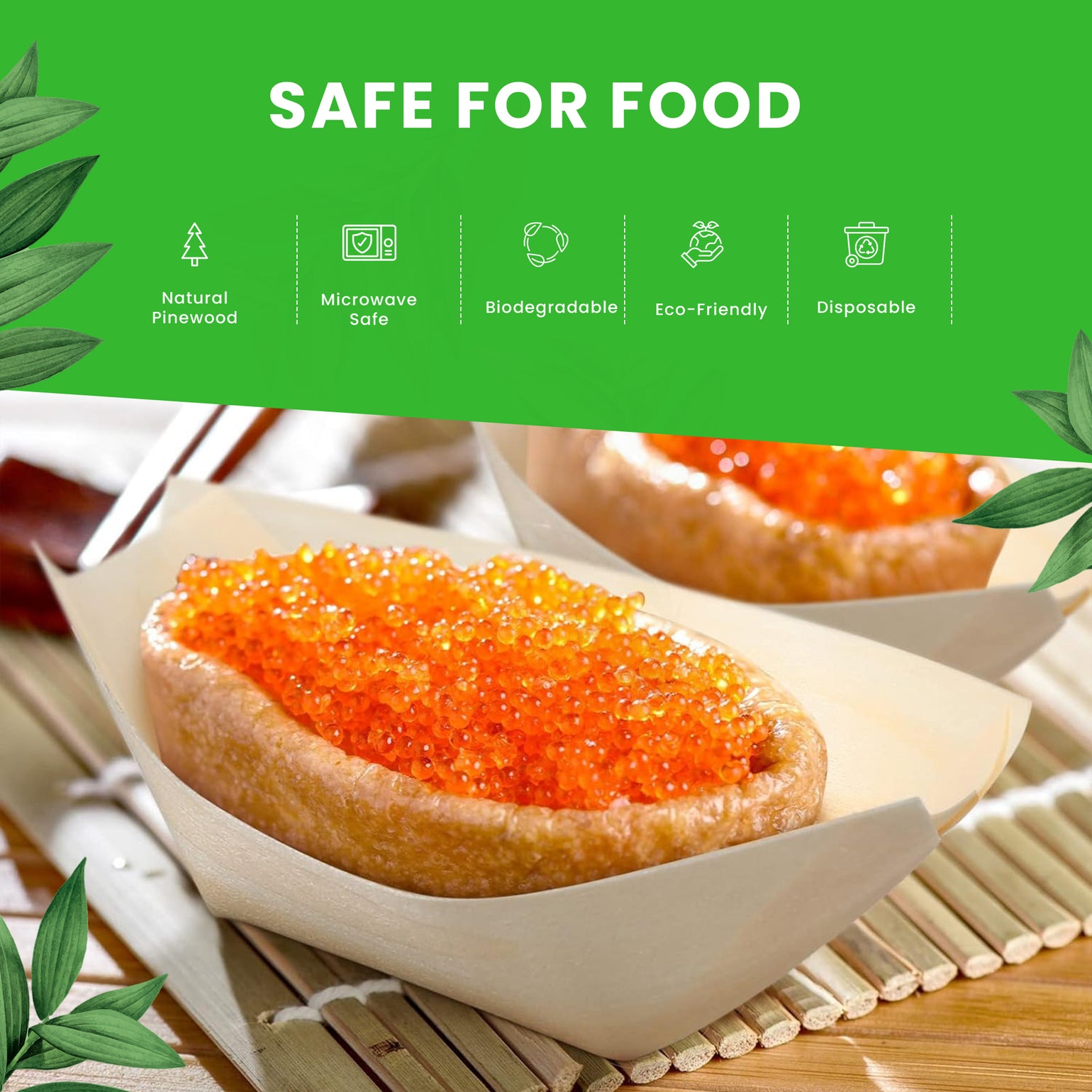 Wooden Serving Boats | Eco-Friendly Food Boats | Natural Bamboo Bowls ...