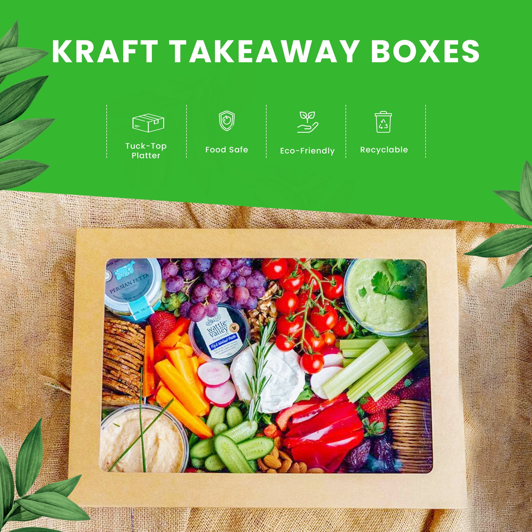 Platter Box with Window 38.5x26x8.5cm | Professional Catering Box | Di ...
