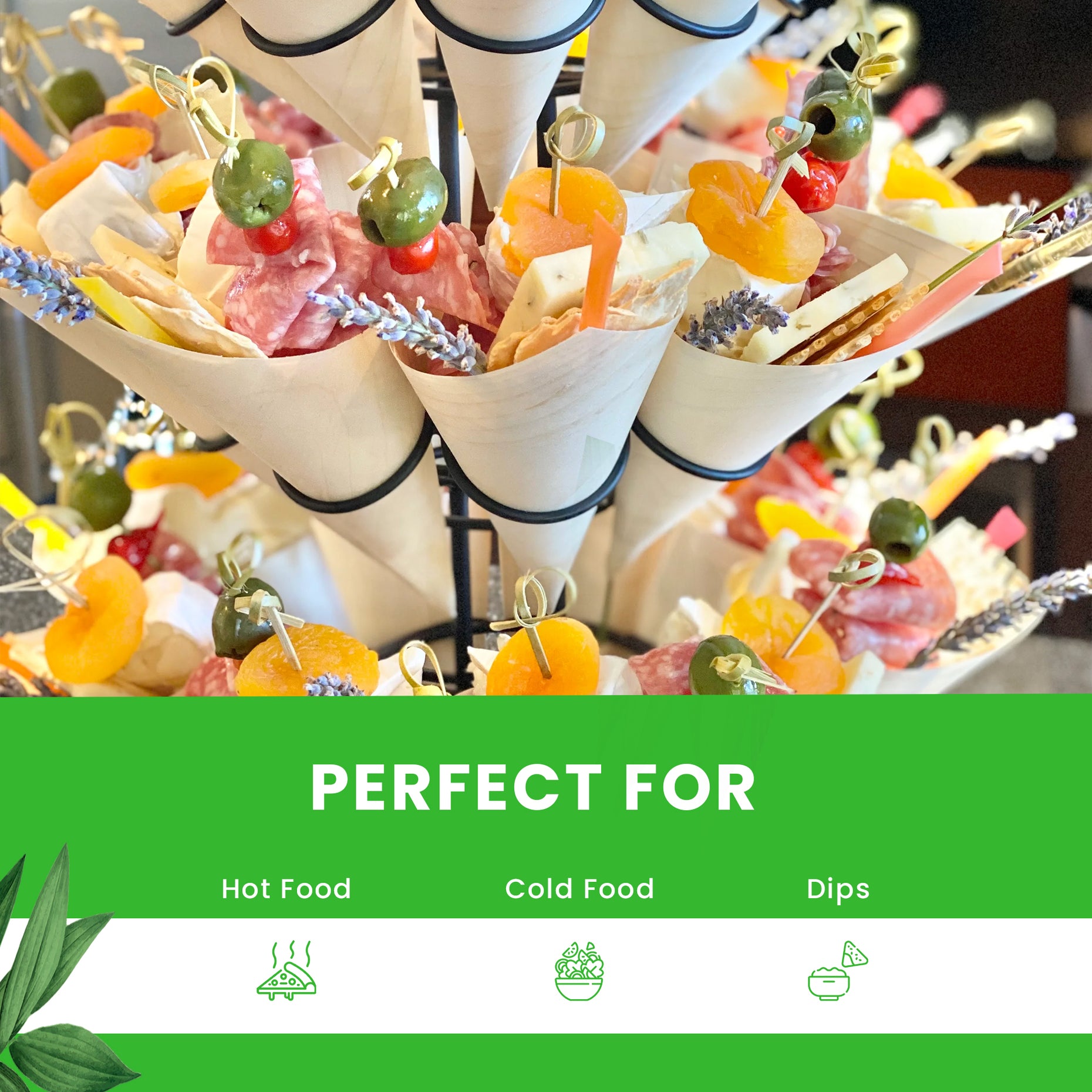 Eco-Friendly Natural Pinewood Serving Cones | 4 Sizes – Canape King