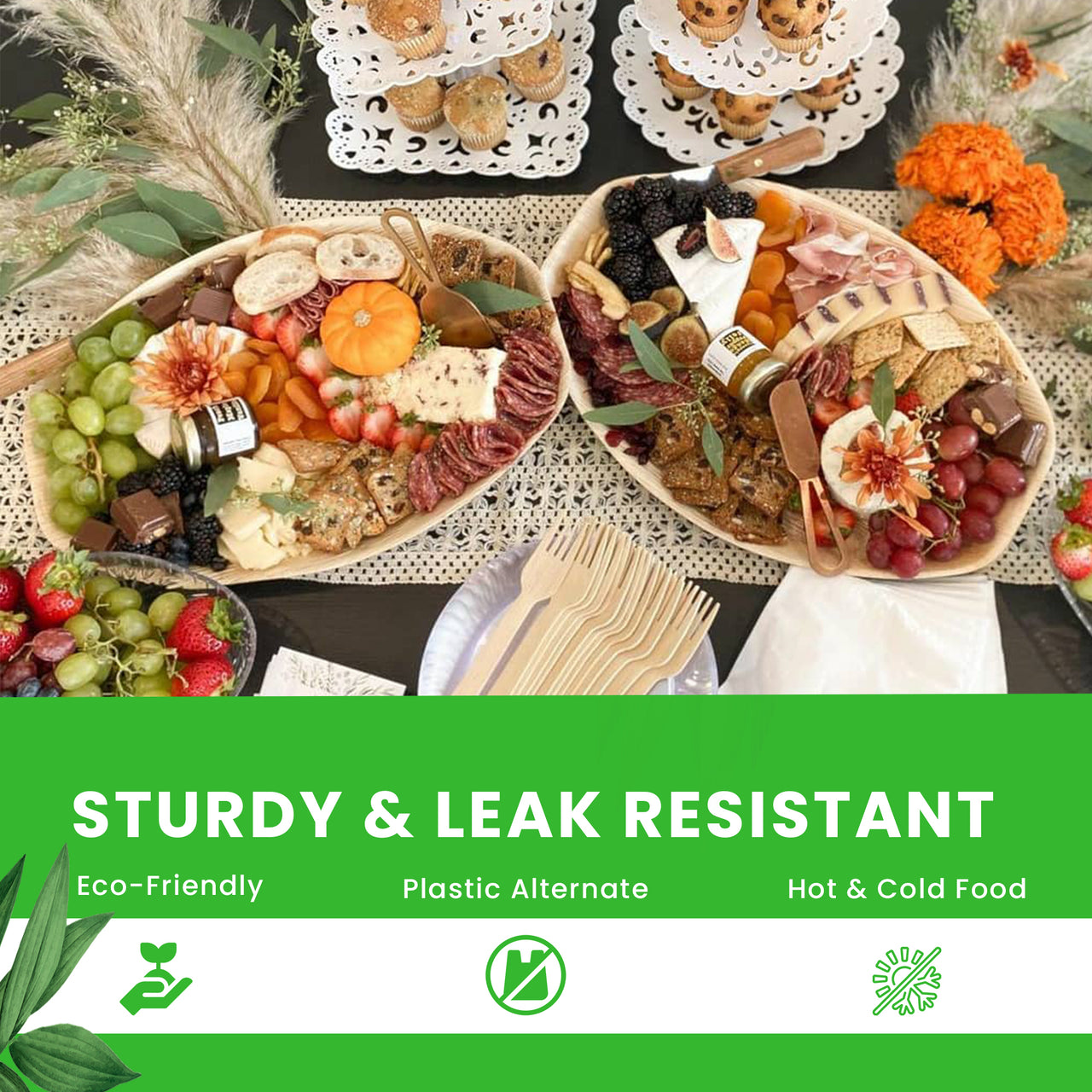 Large Oval Palm Leaf Platters | Eco-Friendly Serving Platters | 2 Size ...