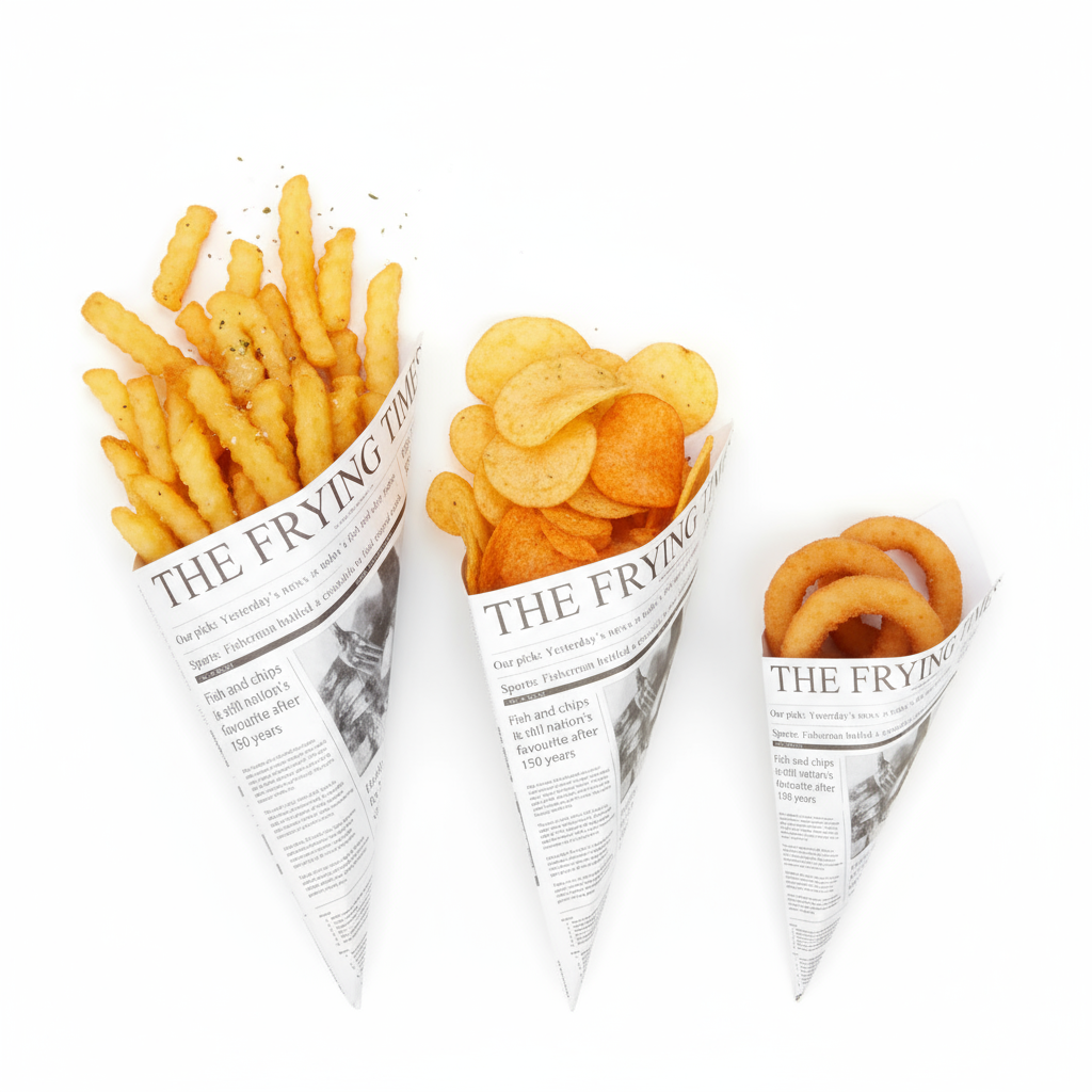 Eco-Friendly Newspaper Printed Paper Cones | Food Service Presentation ...