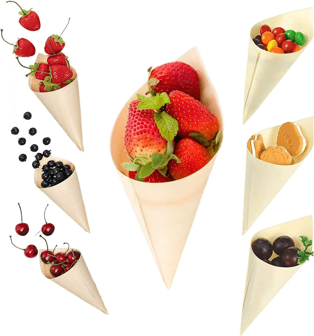 Eco-Friendly Natural Pinewood Serving Cones | 4 Sizes – Canape King