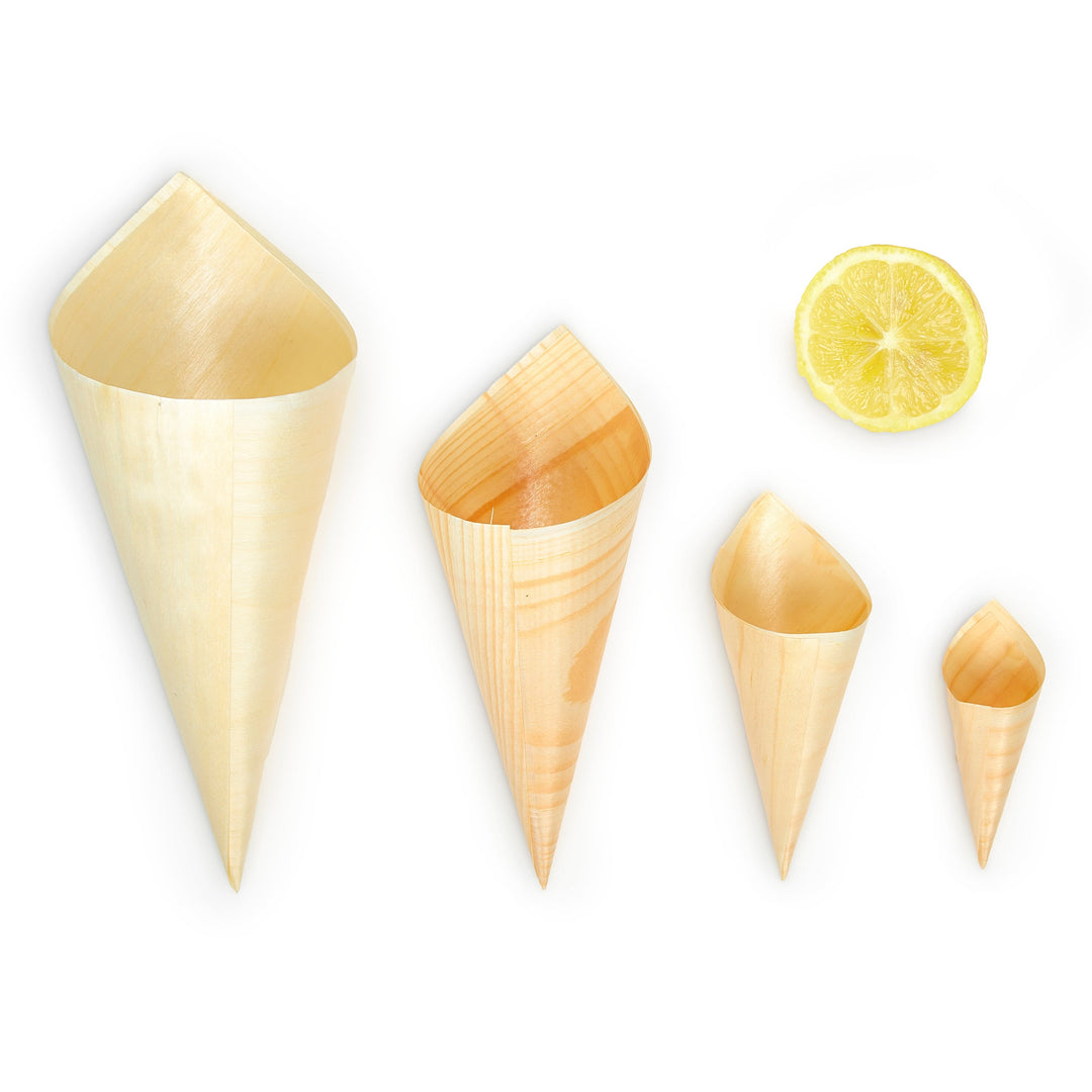 Eco-Friendly Natural Pinewood Serving Cones | 4 Sizes – Canape King